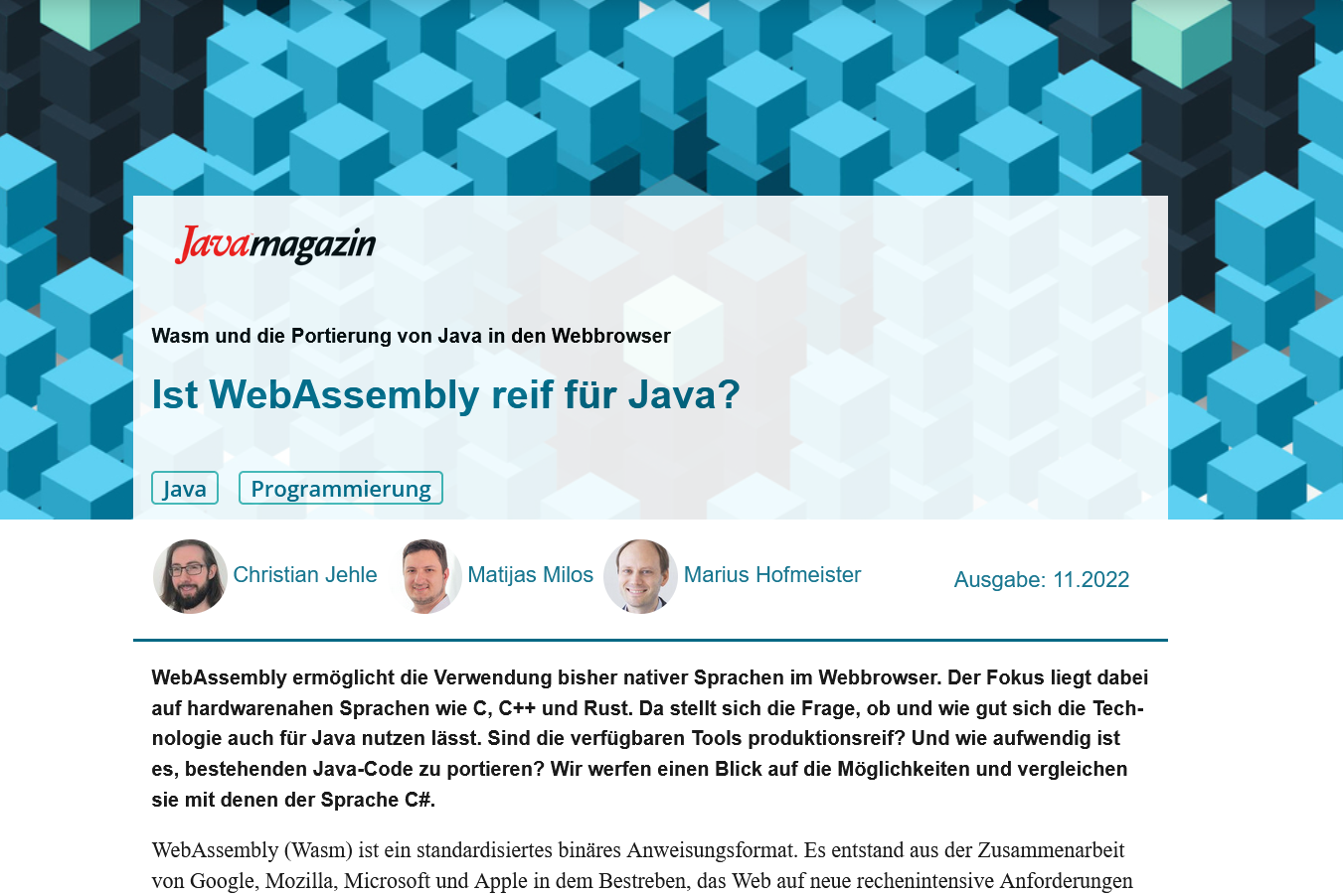 Ist WebAssembly reif für Java? - web >> forward